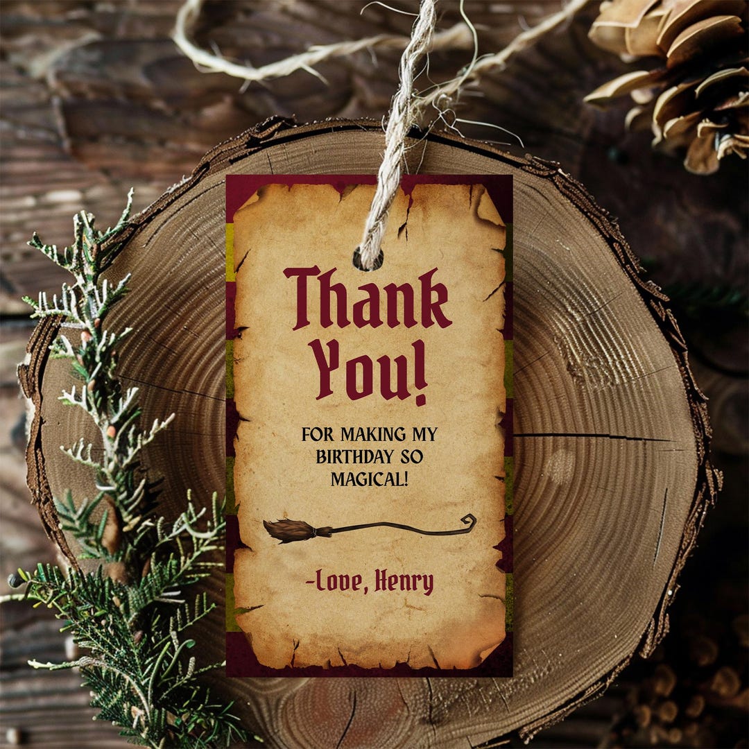 Editable Wizard Birthday Thank You Favor Tag, Magical Birthday Thank ...