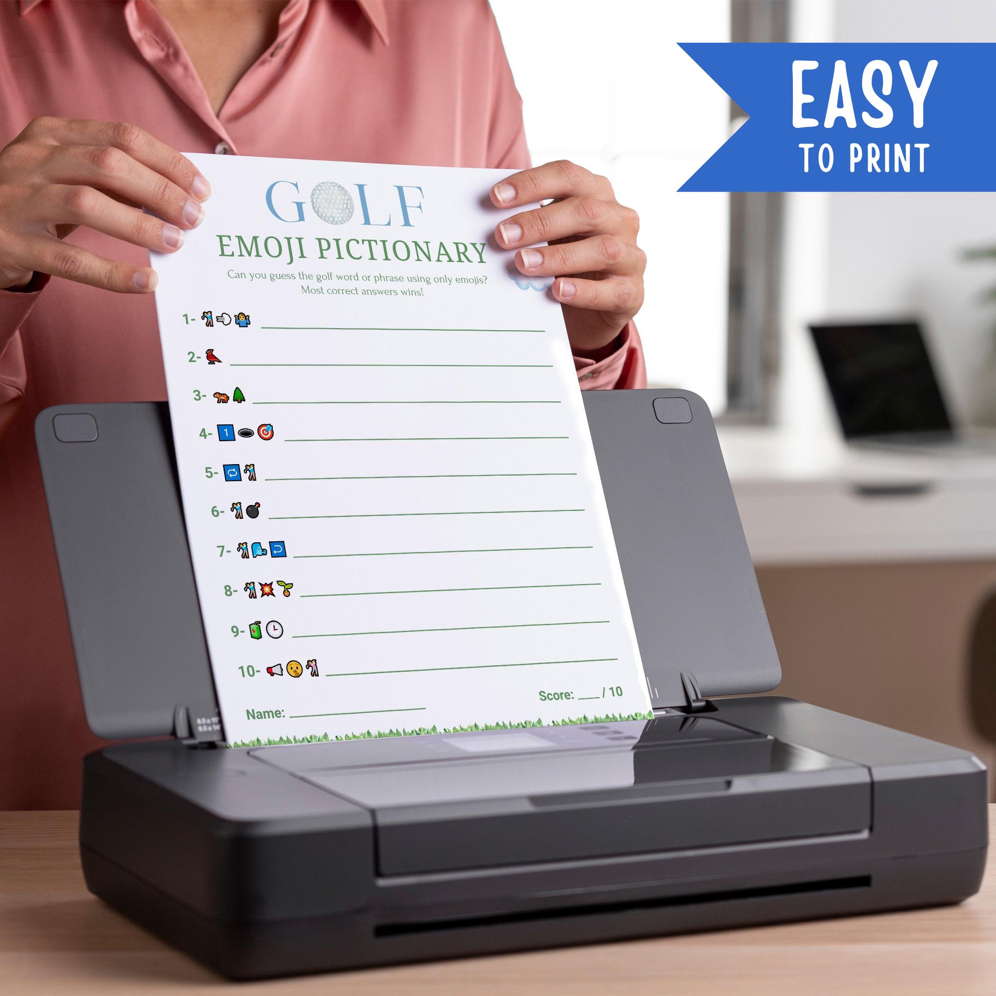 Golf Emoji Pictionary Game, Printable Golf Party Games, Masters Golf ...