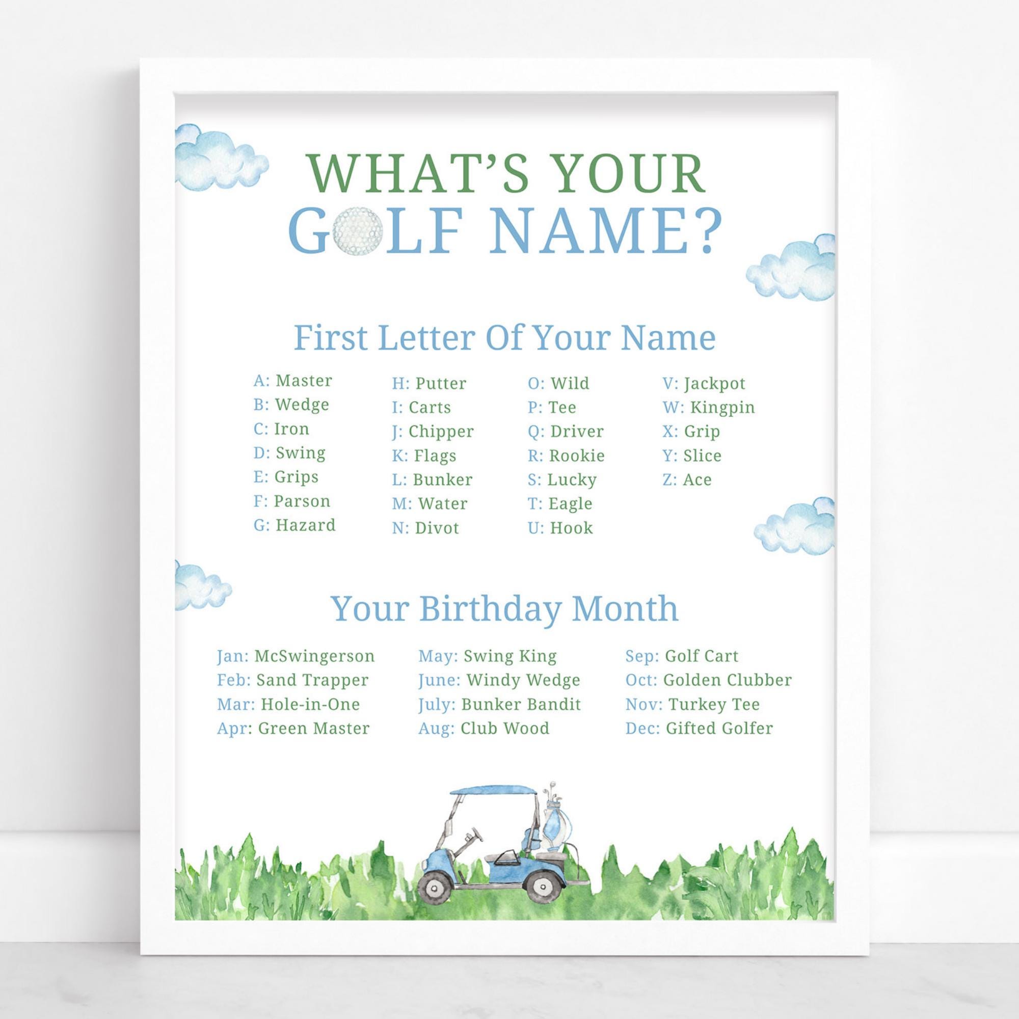 What’s Your Golf Name Game Printable Instant Download Funny Golf ...