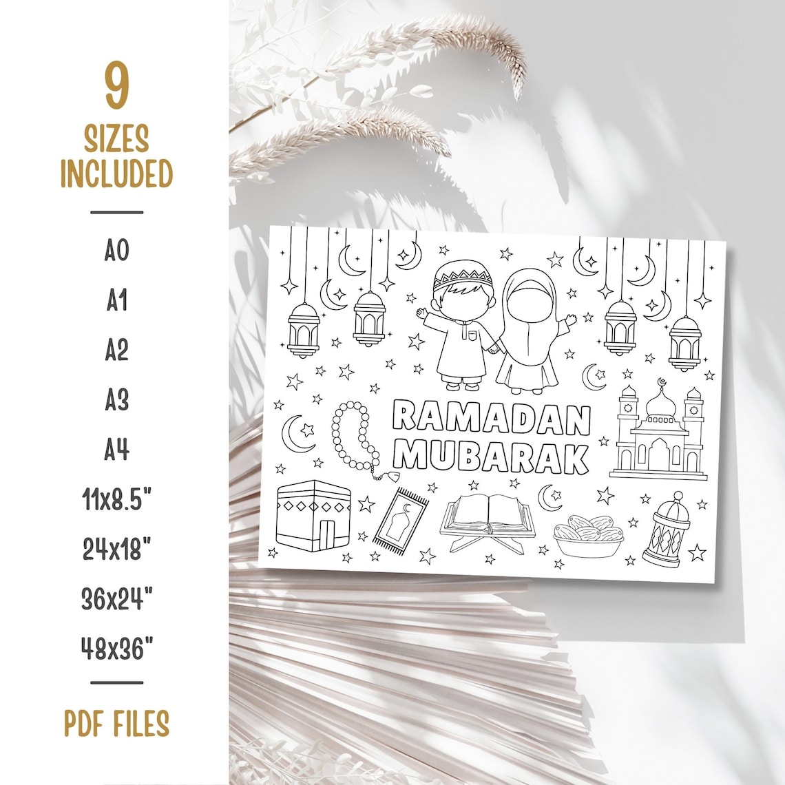 Ramadan Coloring Poster, Giant Ramadan Mubarak Coloring Sheet ...