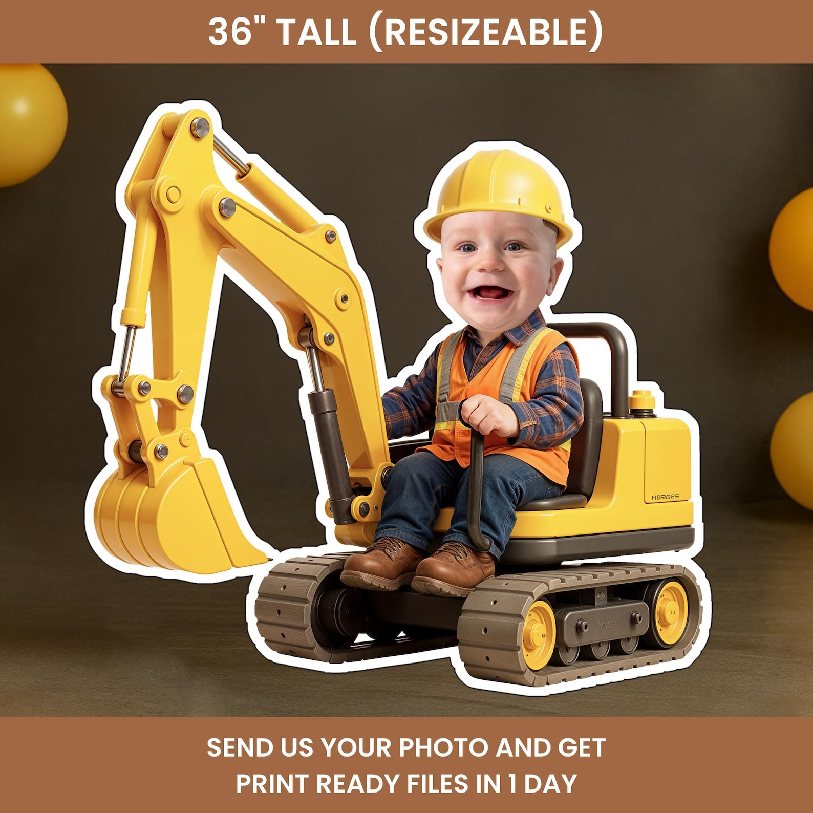 Personalized Construction Face Cutout Decor, Big Custom Standee ...