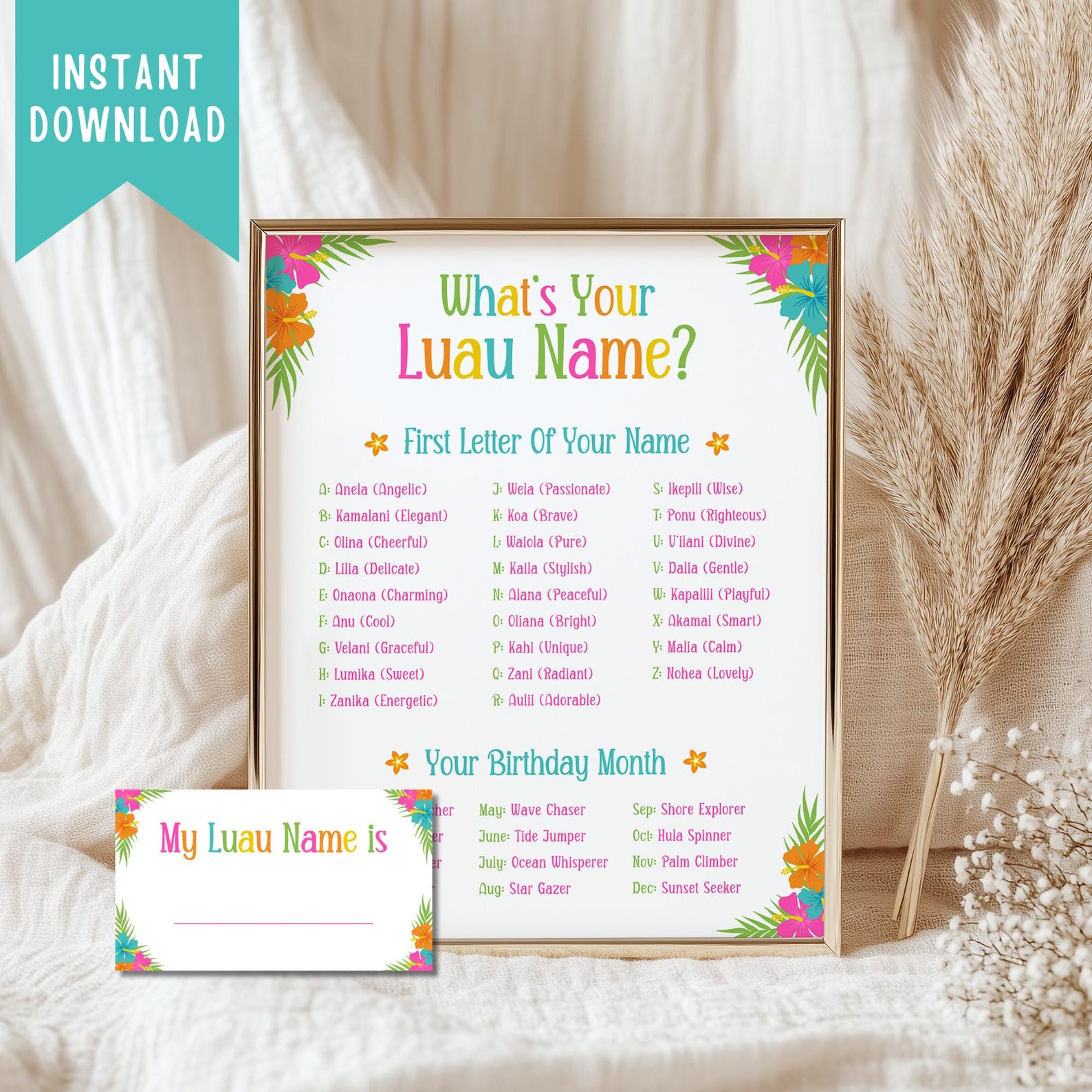 What’s Your Luau Name Game, Hawaiian Birthday Games, Fun Aloha Summer ...