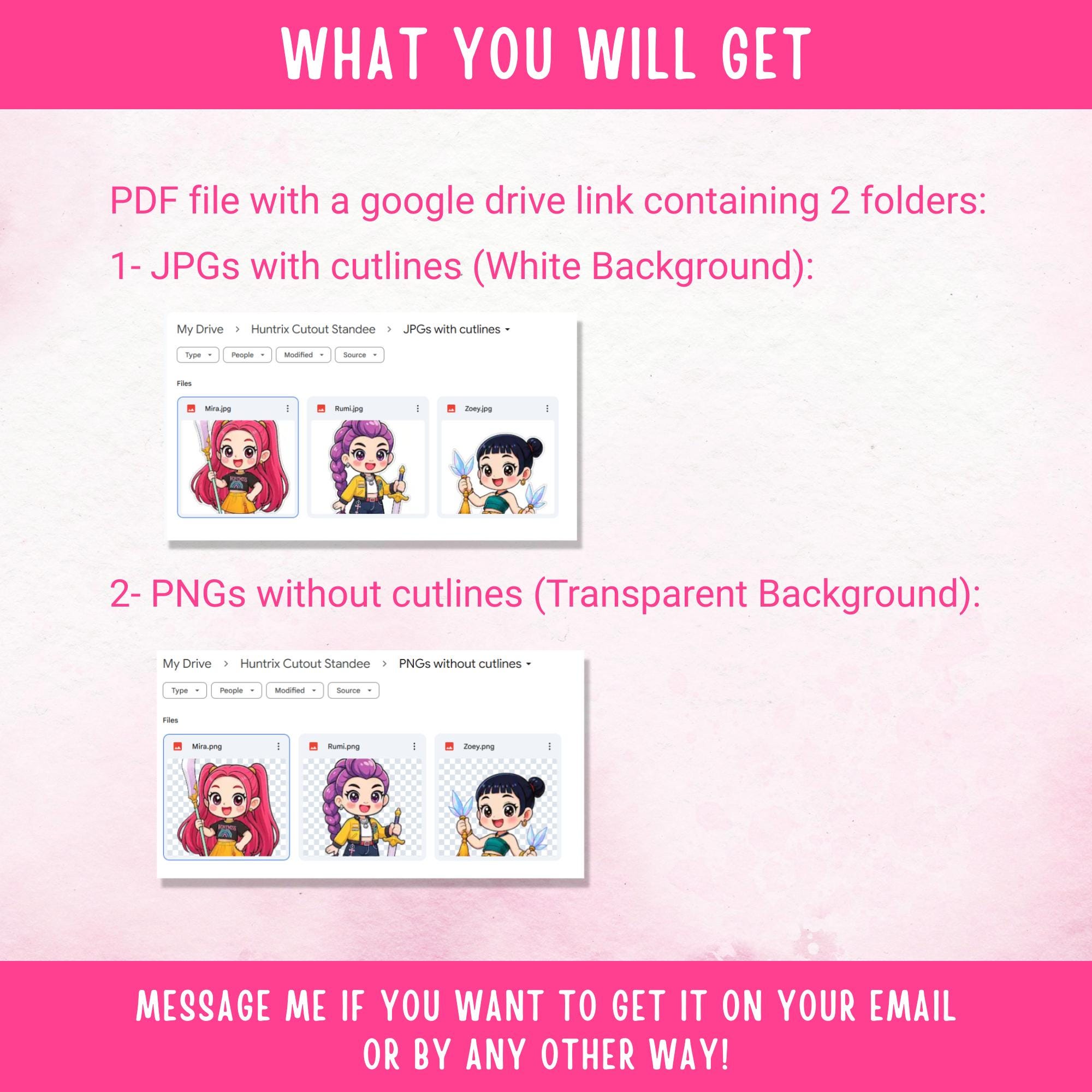 Printable Kpop Chibi Anime Hunter Girls Cutouts, Kawaii Idol Warriors ...