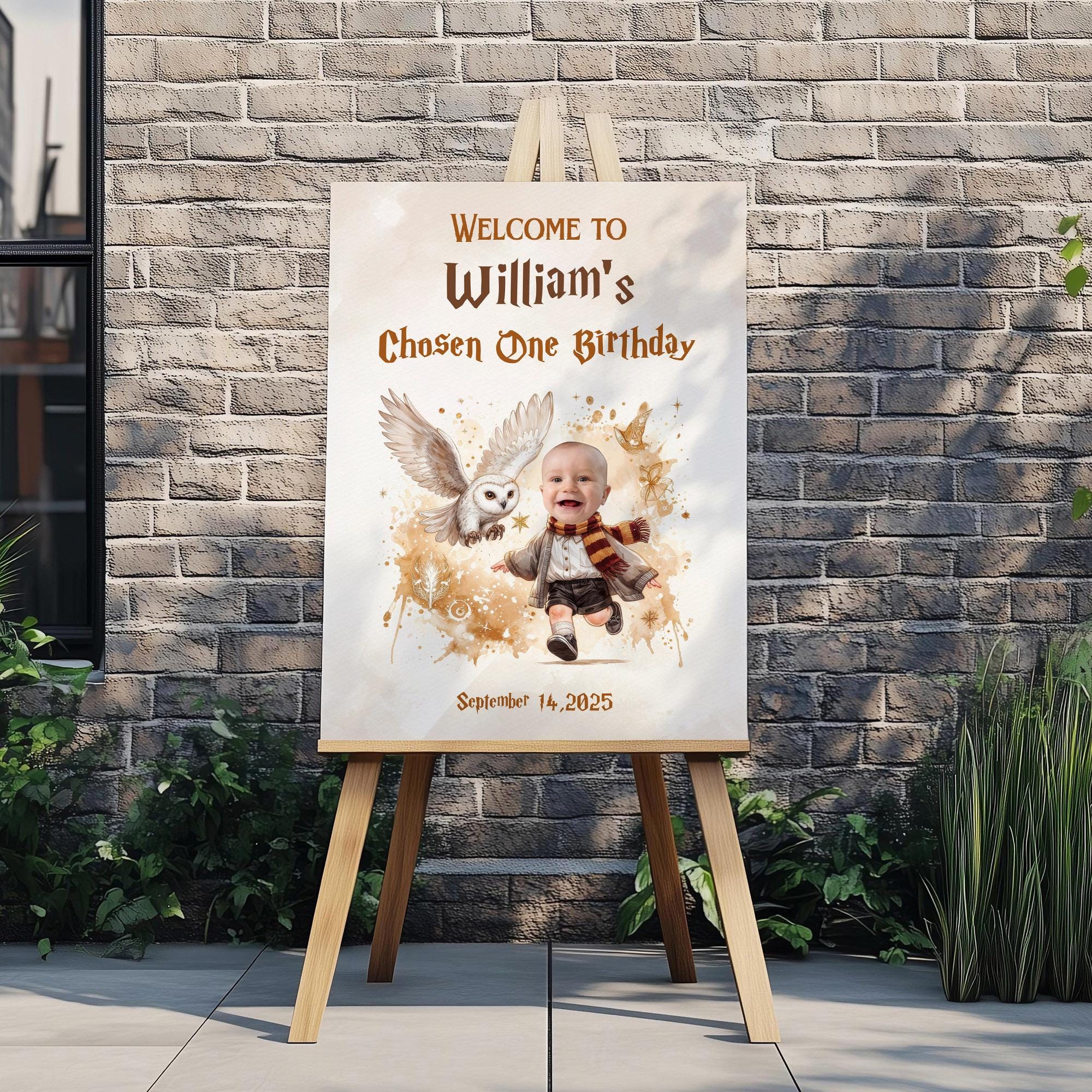 The Chosen One Birthday Welcome Sign With Photo, Wizard Birthday Party ...