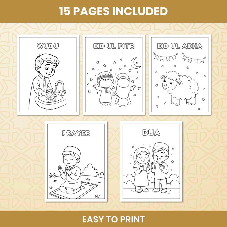 Islamic Coloring Pages, Easy Kids Coloring Printable, Ramadan Coloring ...