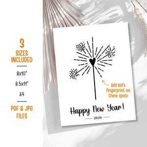 New Years Fingerprint DIY Art Craft Kids Kindergarten Preschool Prek ...