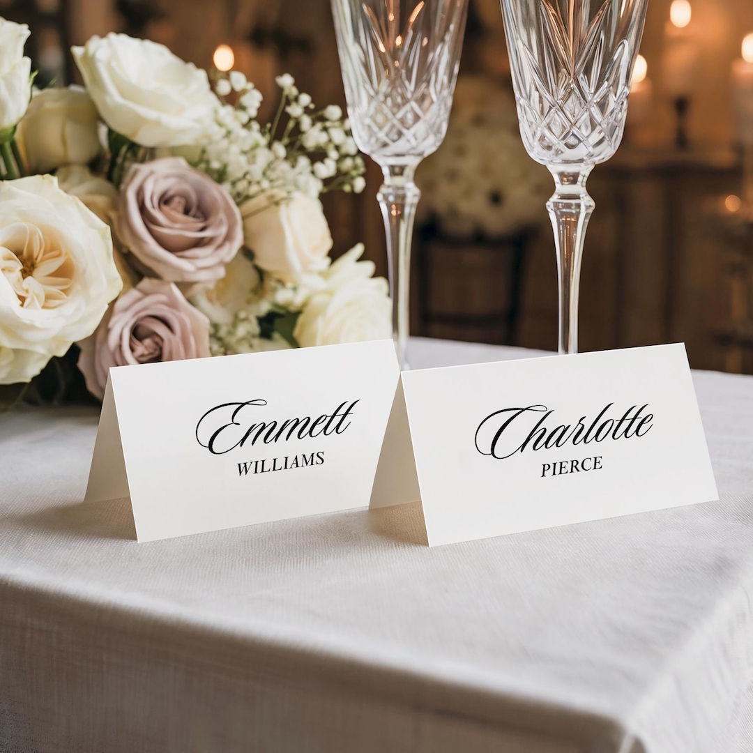 Minimalist Place Card Template, Flat and Foldable Table Name Card ...
