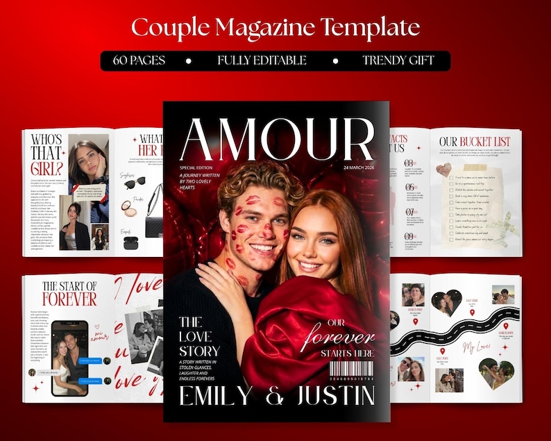Couple Magazine Template, Custom Anniversary Gift for Boyfriend, First ...