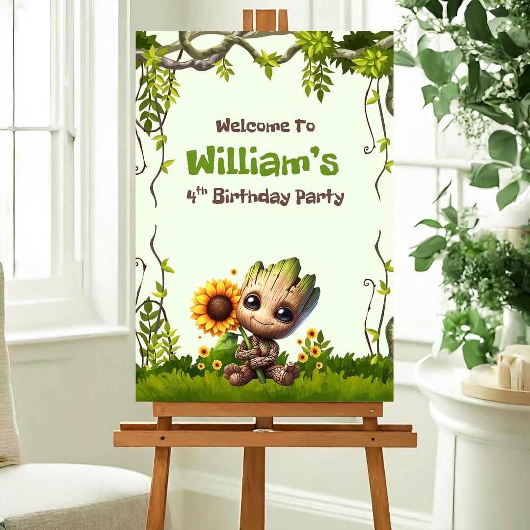 Editable Groot Birthday Party Welcome Sign | Printable Groot Birthday ...