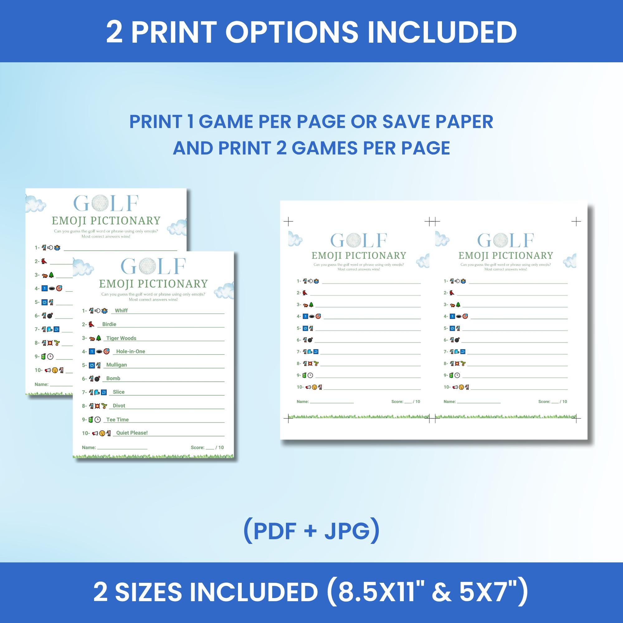 Golf Emoji Pictionary Game, Printable Golf Party Games, Masters Golf ...