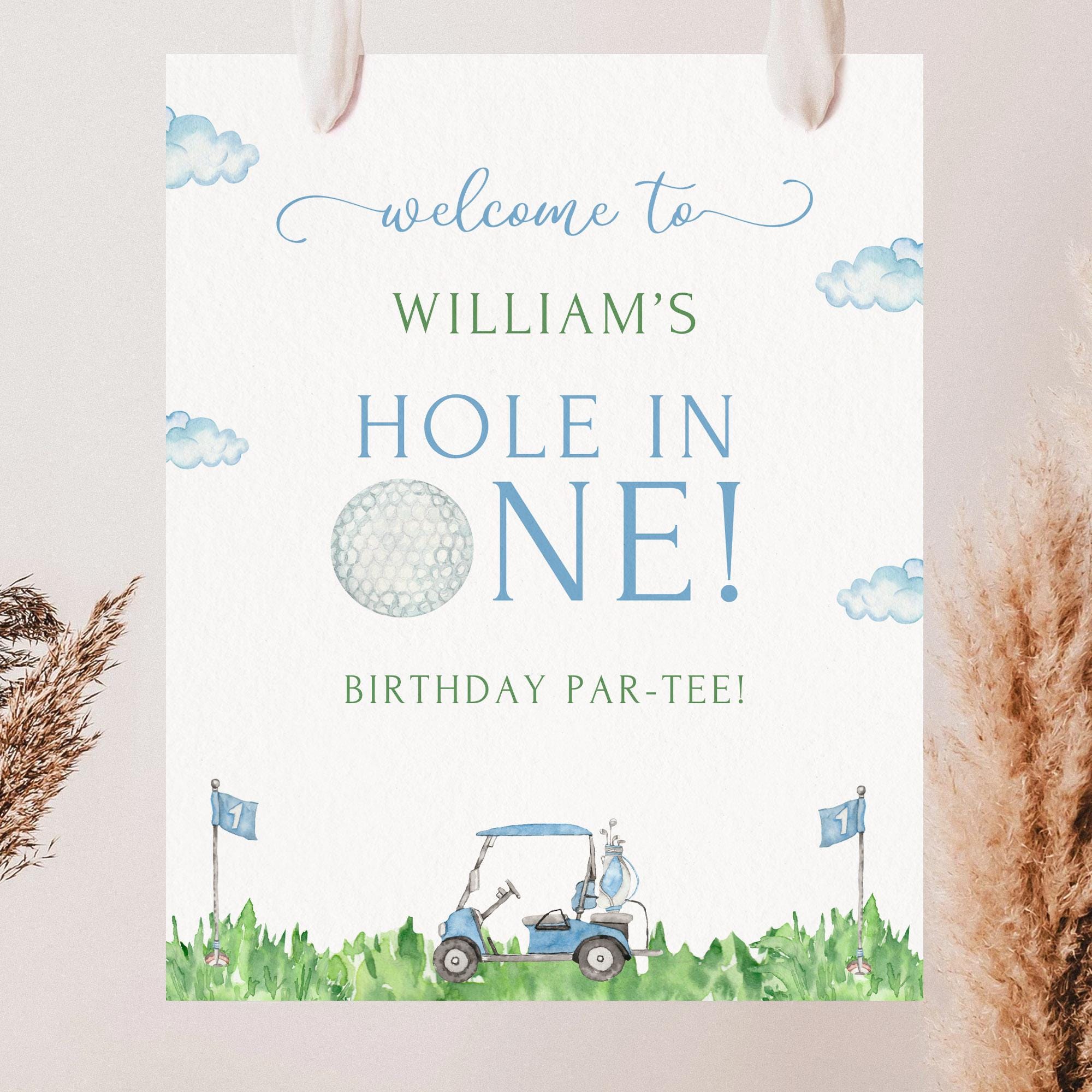 Hole in One Birthday Welcome Sign, Golf First Birthday Welcome Poster ...