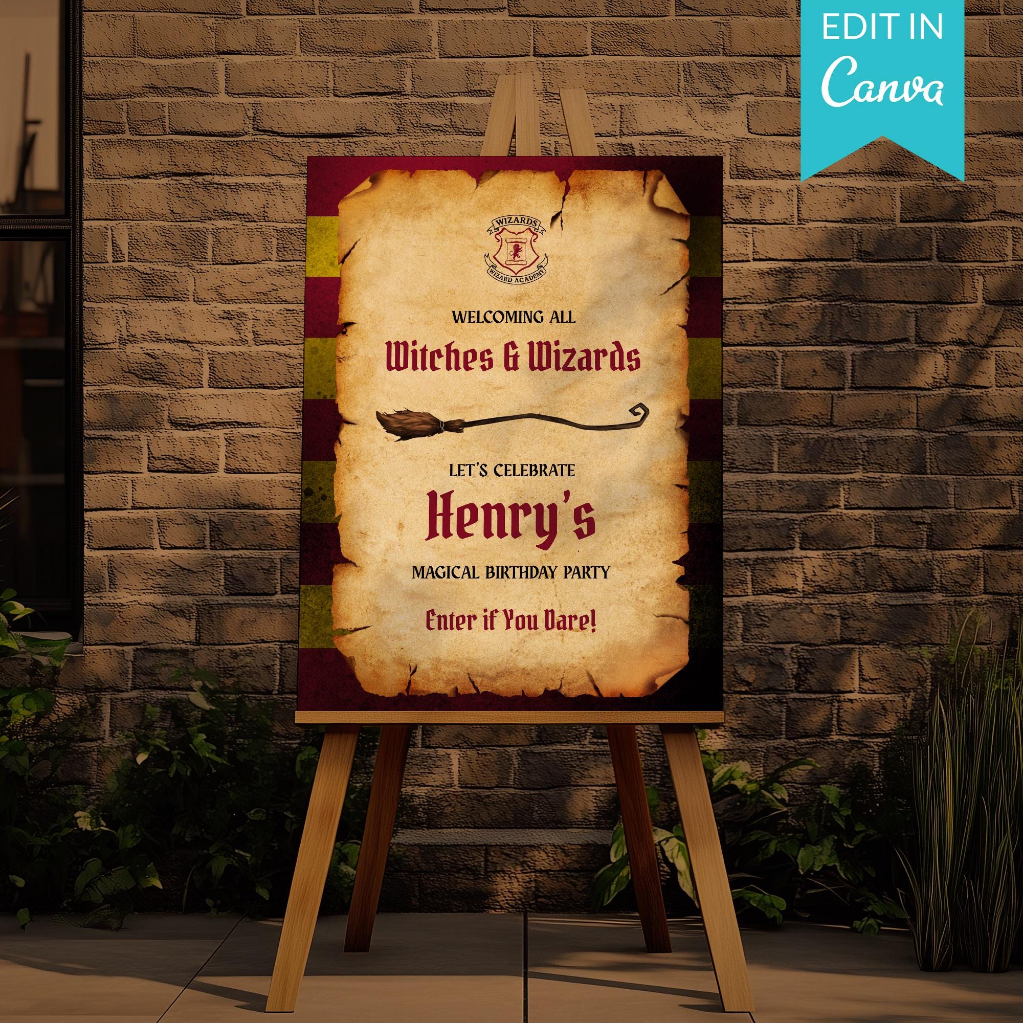 Editable Wizard Birthday Welcome Sign | Magic School Witches Welcome ...