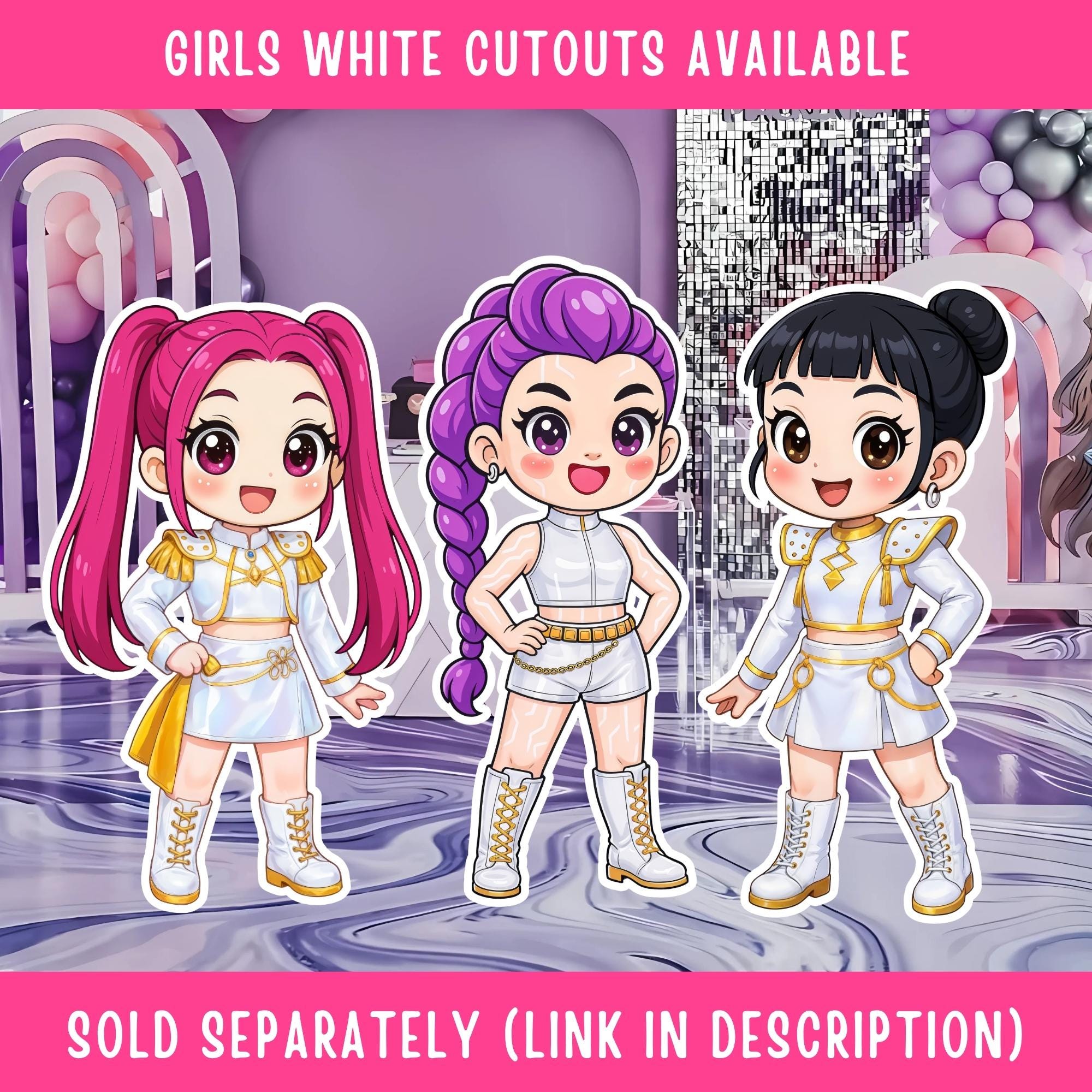 Printable Kpop Chibi Anime Hunter Girls Golden Cutouts Cute Kawaii Idol ...