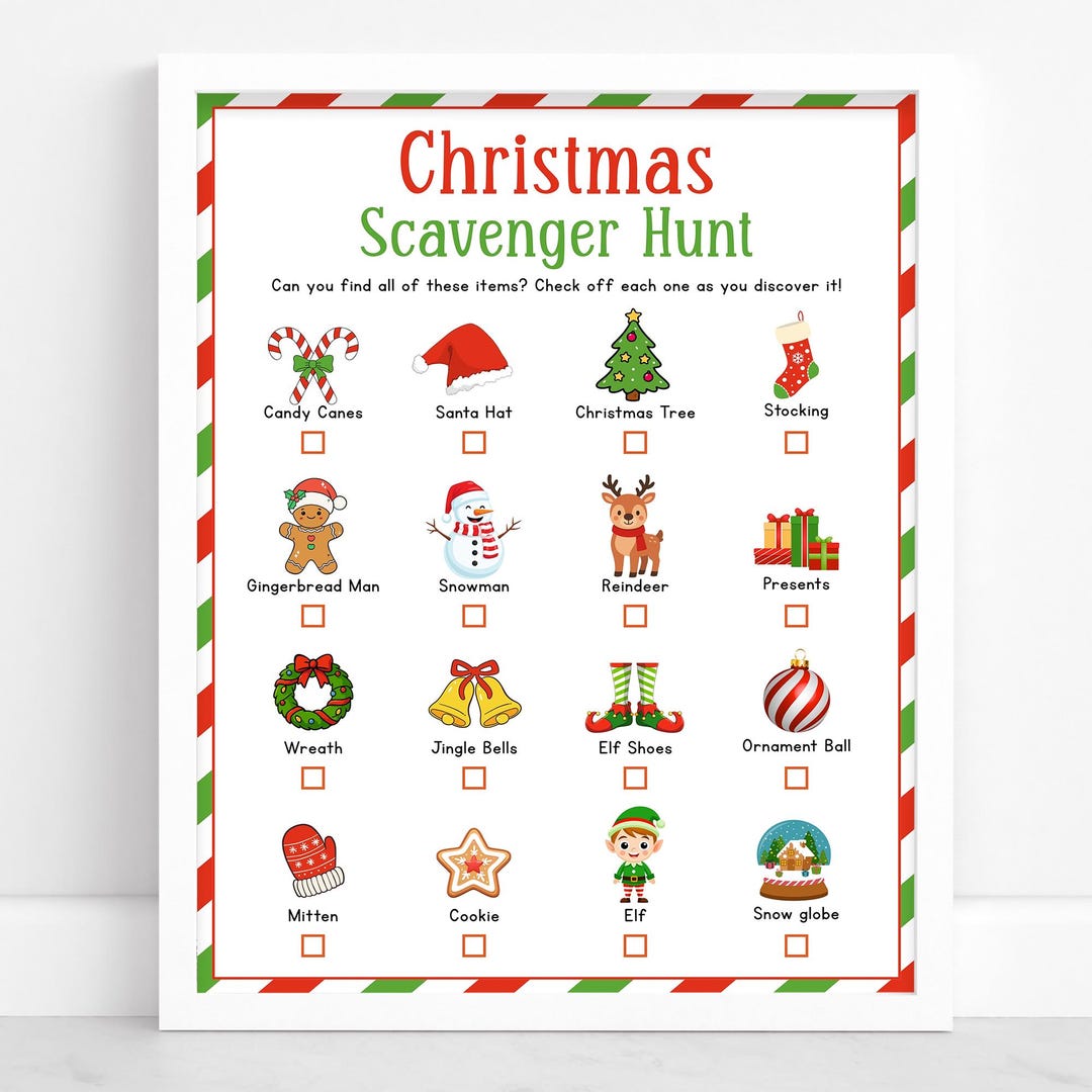 Christmas Scavenger Hunt, Indoor Treasure Hunt, Christmas Game for Kids ...