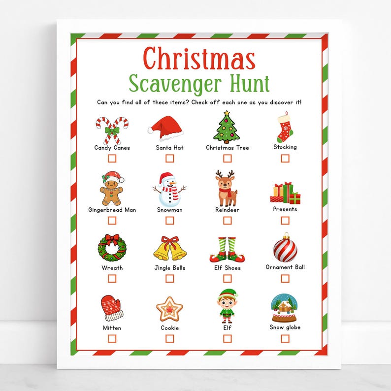 Christmas Scavenger Hunt, Indoor Treasure Hunt, Christmas Game for Kids ...
