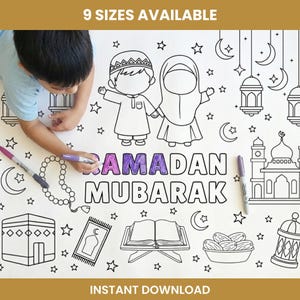 Ramadan Coloring Poster, Giant Ramadan Mubarak Coloring Sheet ...