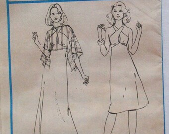 Vintage 70s Simplicity 6898 Halter Dress With Cape Misses 12 Bust 34 ...