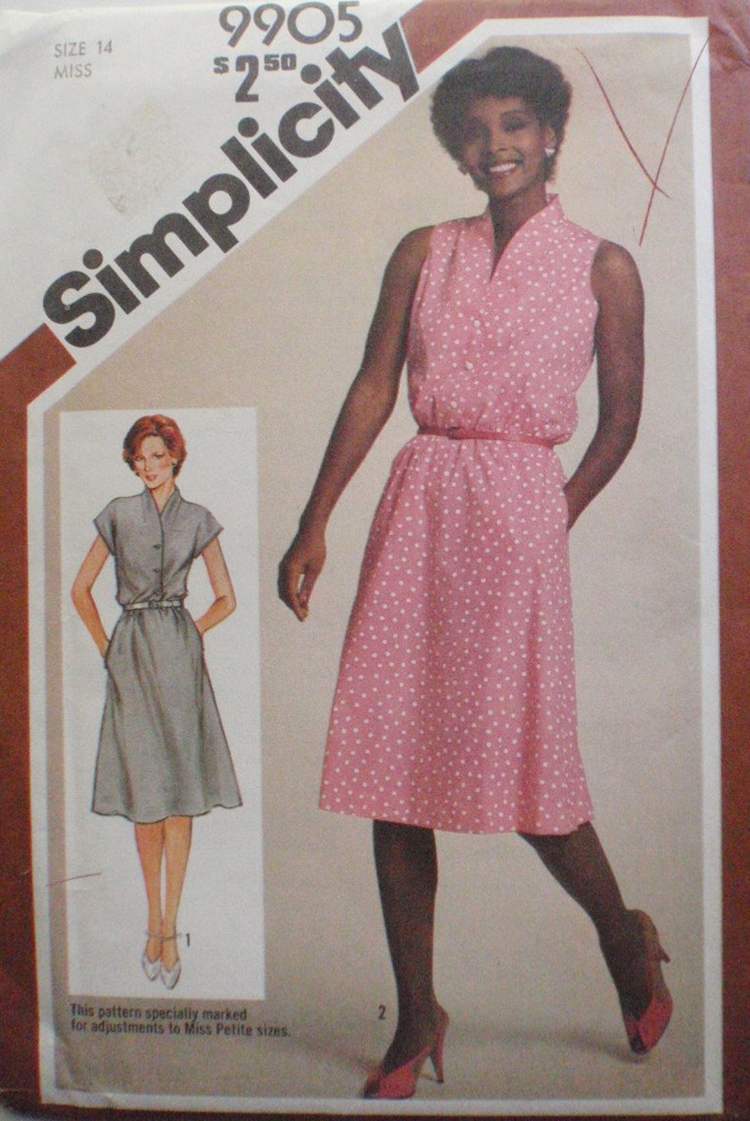 Simplicity 9905 Funnel Neck Dress With Button Front Bodice 1980s Sewing ...