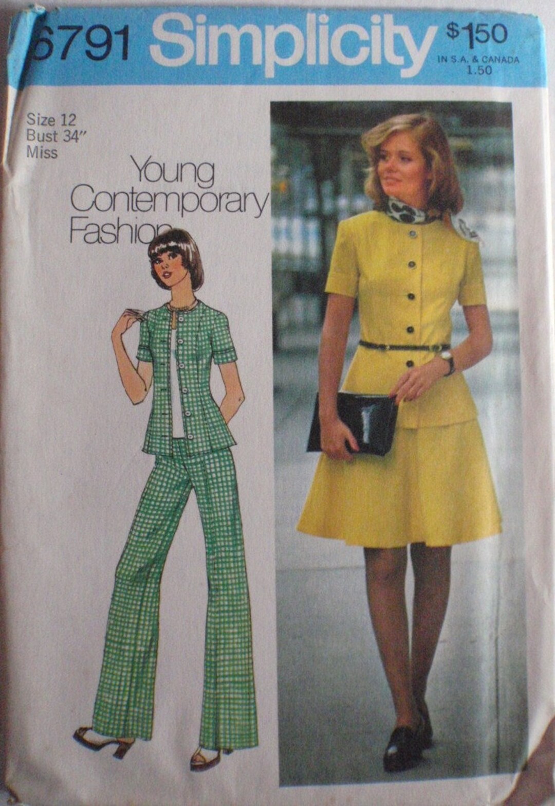Misses Two Piece Dress or Princess Seam Top and Pants Sewing Pattern ...