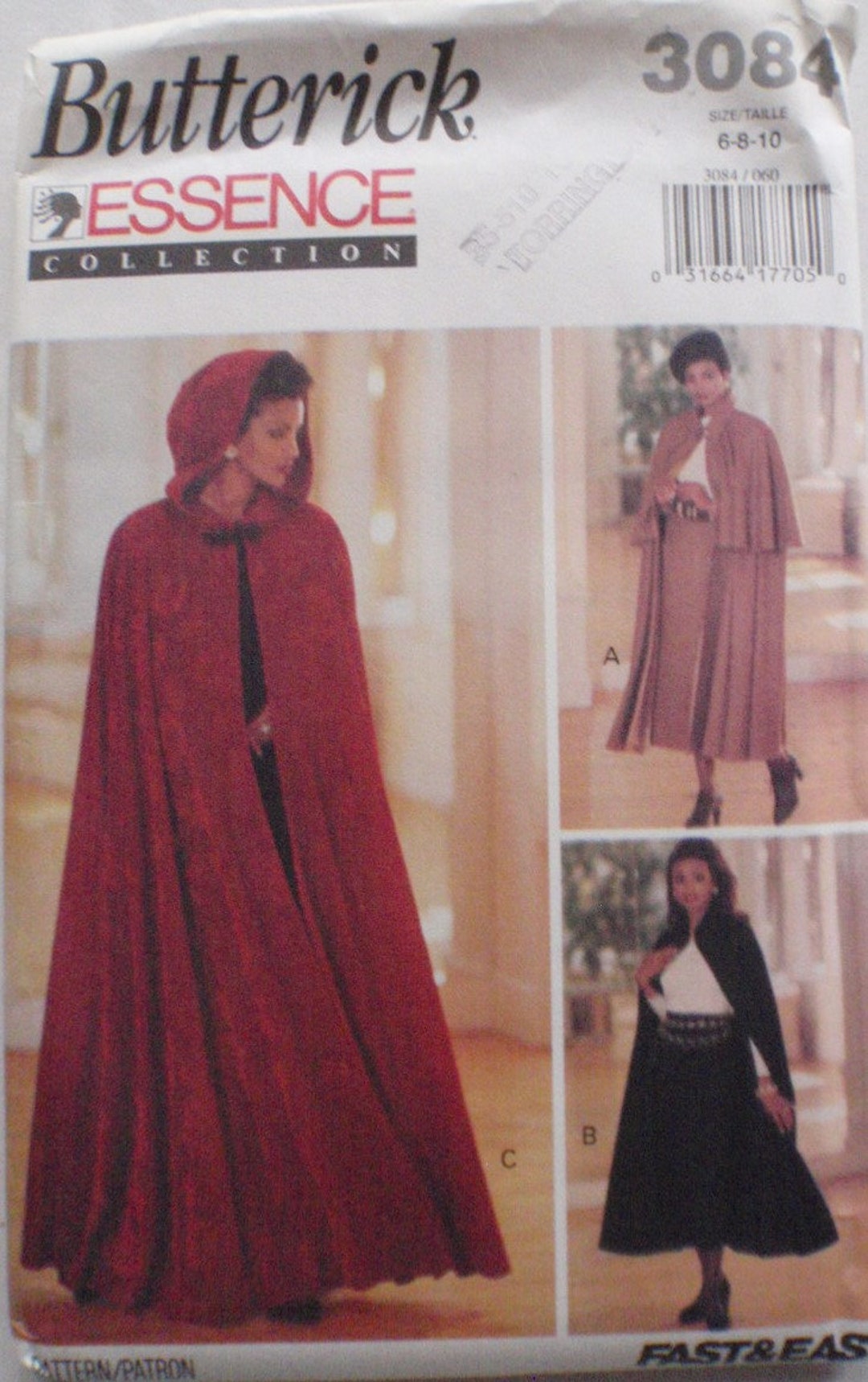 Butterick 3084 Essence Collection Sewing Pattern - Cape With Optional ...
