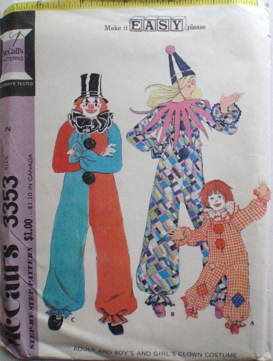 SALE Toddlers Clown Costume Sewing Pattern Mccalls 3353 - Etsy