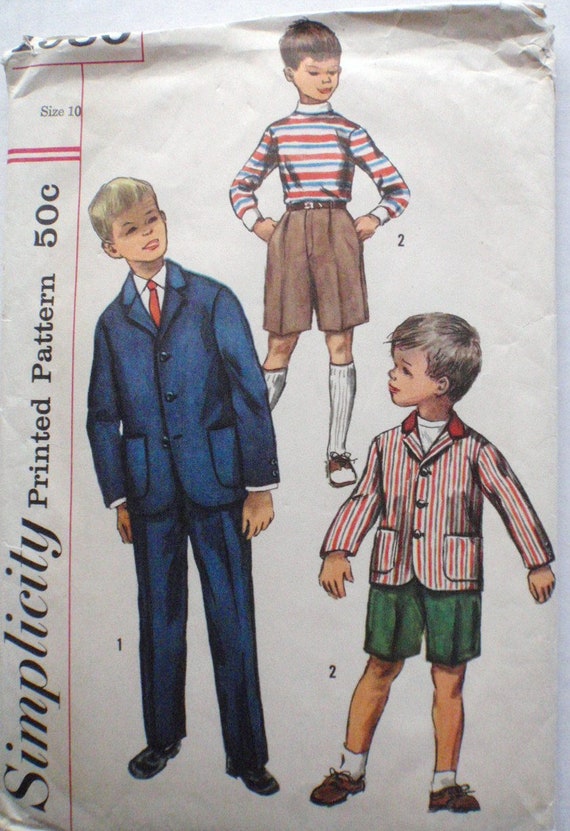 1950s Boys Suit Sewing Pattern Lined Jacket Fly Front Pants - Etsy