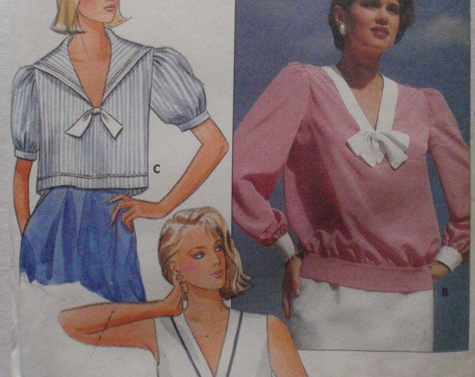 1980s Sewing Pattern for Pullover Blouse With Neckline Variations ...