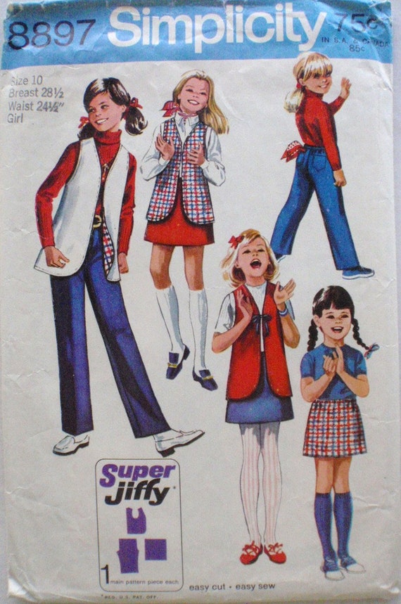 Super Jiffy 1970s Girls Sewing Pattern Skirt Pants and | Etsy