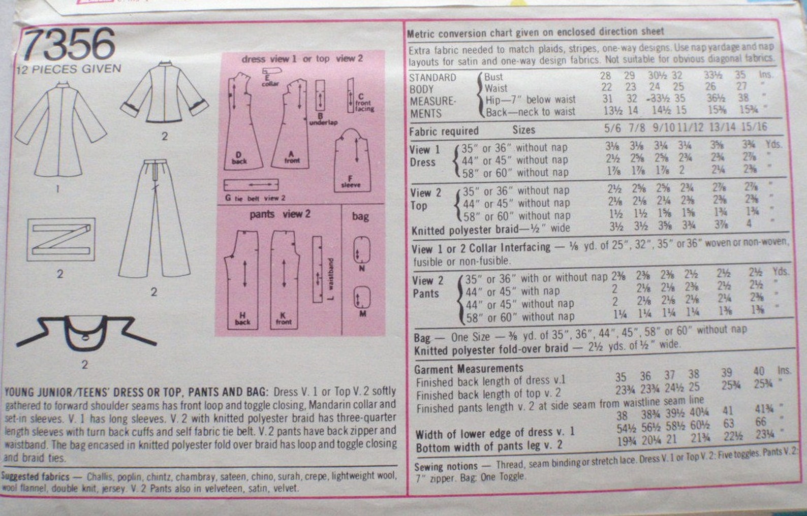 Young Junior Teen Vintage Sewing Pattern Mandarin Collar | Etsy