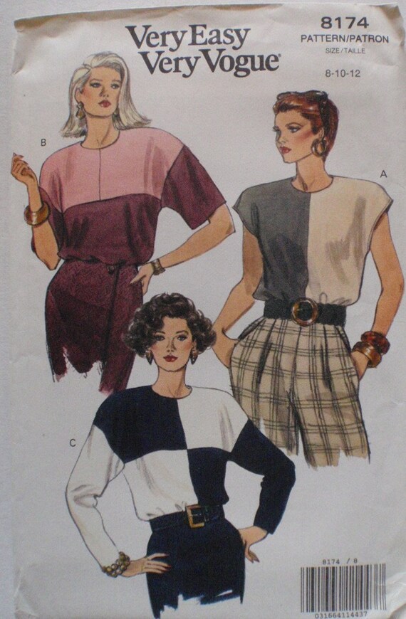 Vogue 8174 Sewing Pattern for Color Blocked Top Size - Etsy