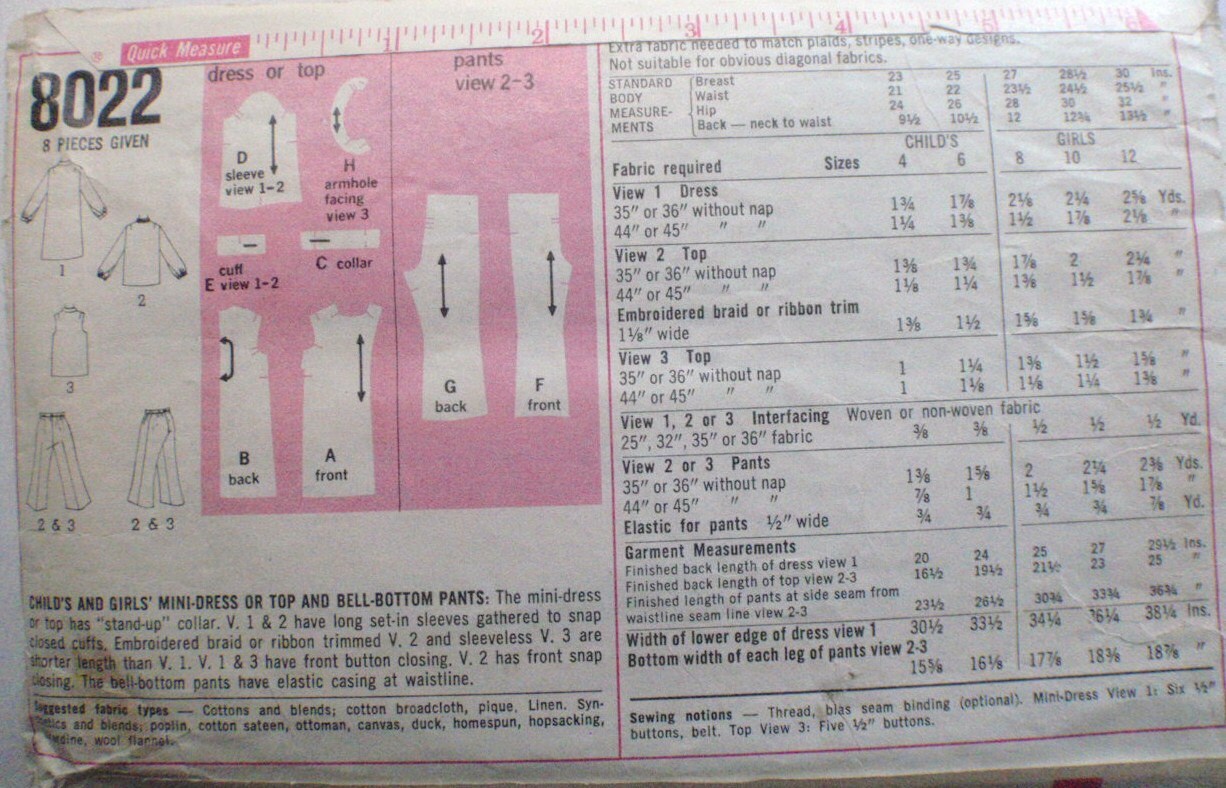 Simplicity 8022 Preteen Girls Sewing Pattern Mini-dress or Top and Bell ...