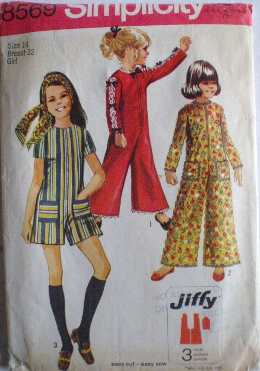 Simplicity 8569 Preteen Girls Front Zip Jumpsuit 1960s - Etsy