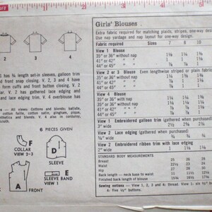 Simplicity 4585 Preteen Girls Set of Blouses 1960s Vintage Pattern Size ...