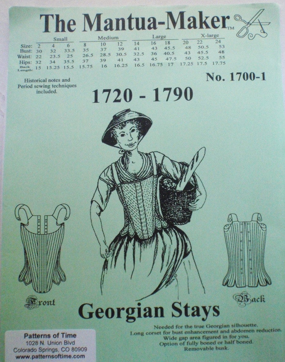 Mantua-maker 1700-1 Sewing Pattern for Georgian Stays From 1720 1790 ...