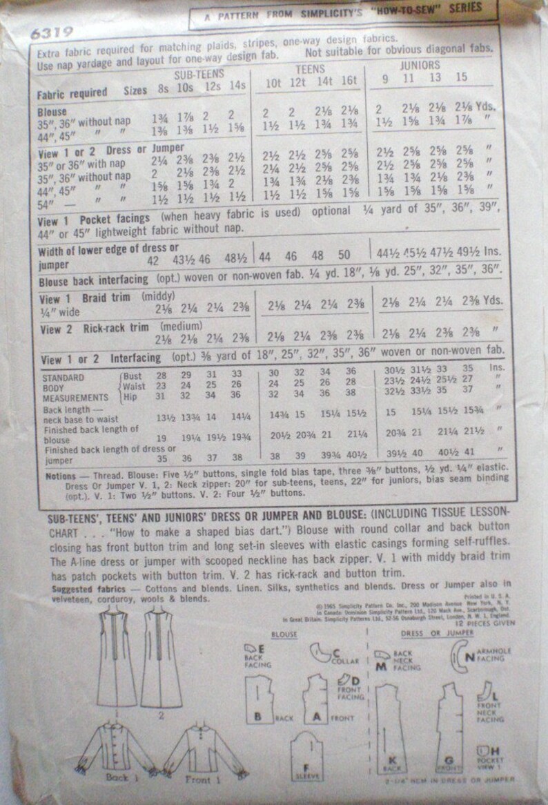 1960s Juniors How to Sew Pattern A-line Dress Jumper and - Etsy