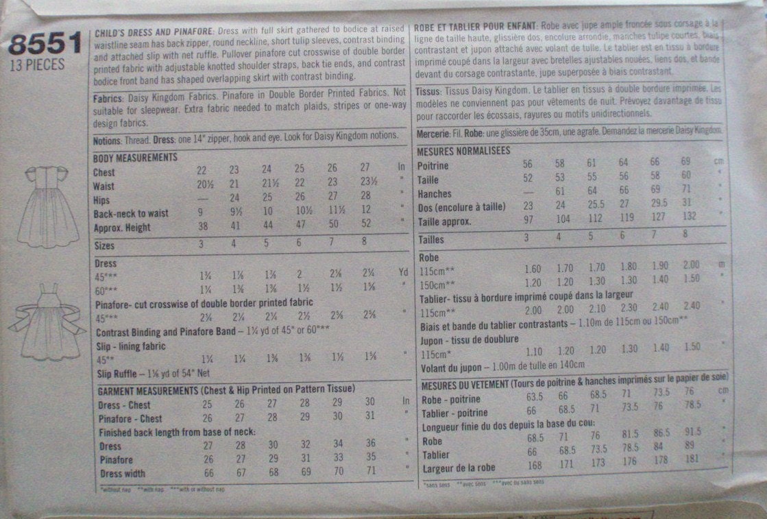 Little Girls Daisy Kingdom Raised Waist Dress and Pinafore Sewing ...