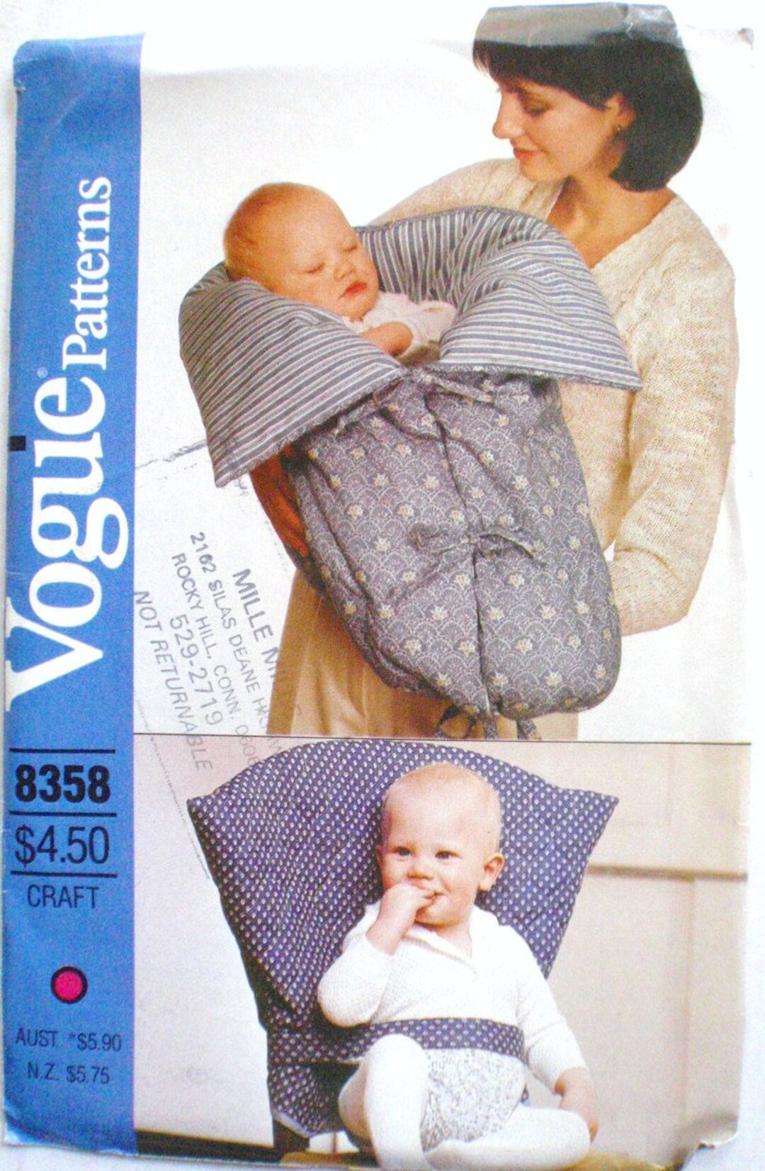 Vogue 8358 Sewing Pattern for Babys Chair Seat and Bunting Uncut - Etsy