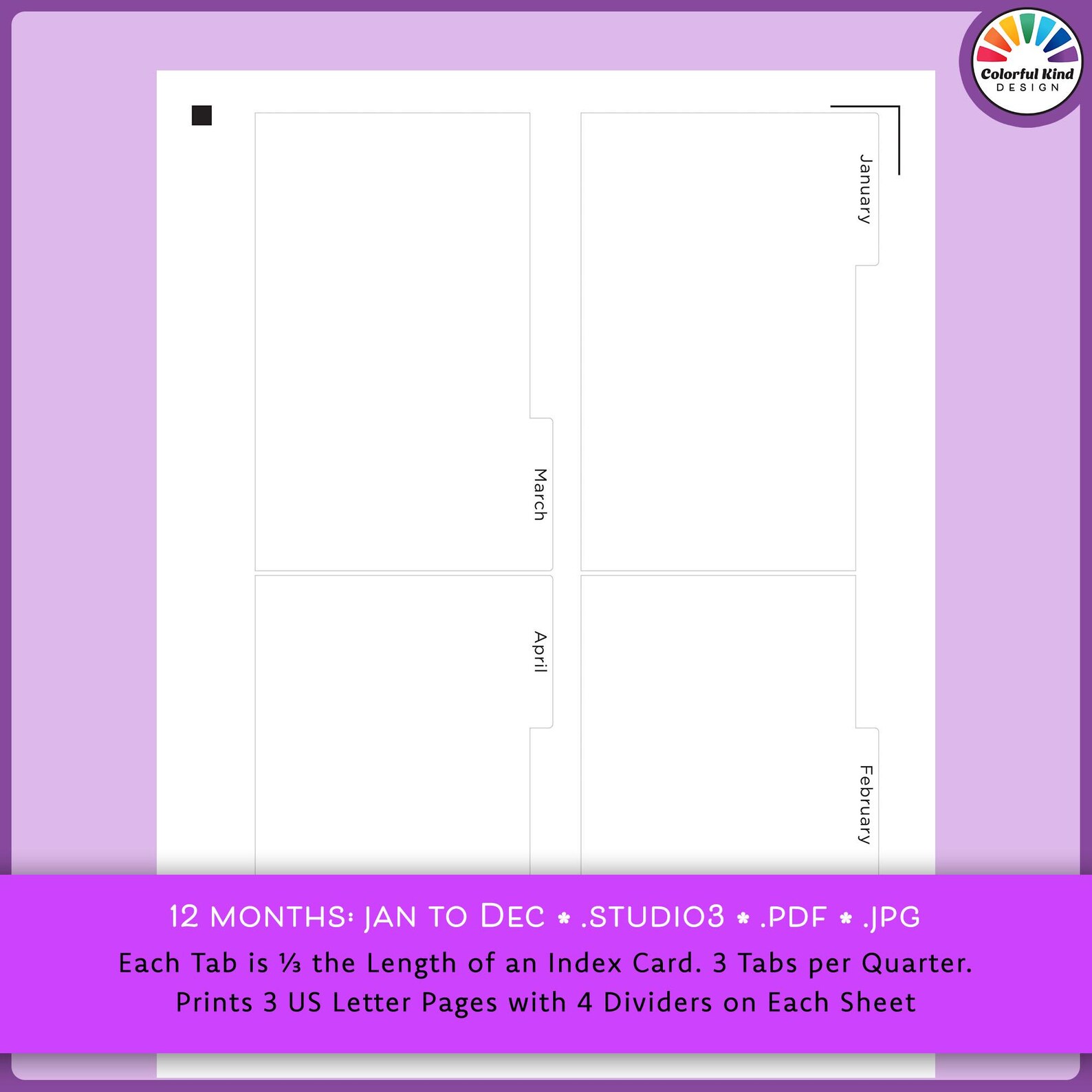 3x5 Index Card Month Dividers – Printable Tabs (digital Download) - Etsy