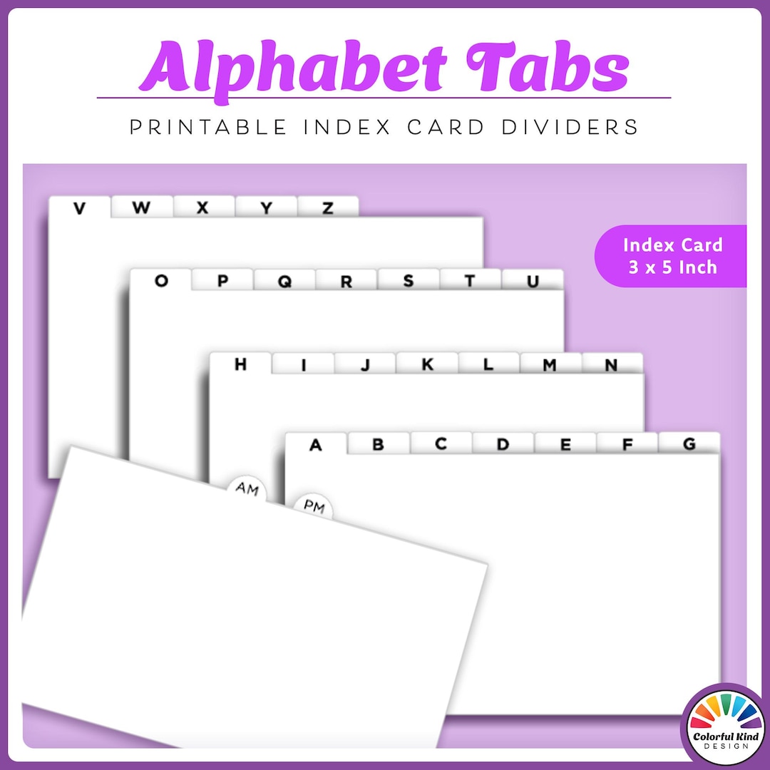 Alphabet Index Card Tabbed Dividers - Print and Cut - A to Z - Etsy