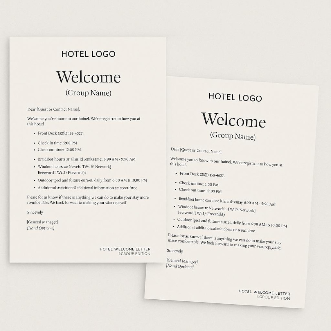 Hotel Welcome Letter Template – Group Edition | Editable Word Document ...