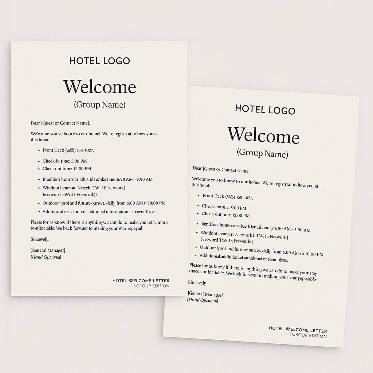 Hotel Welcome Letter Template – Group Edition | Editable Word Document ...