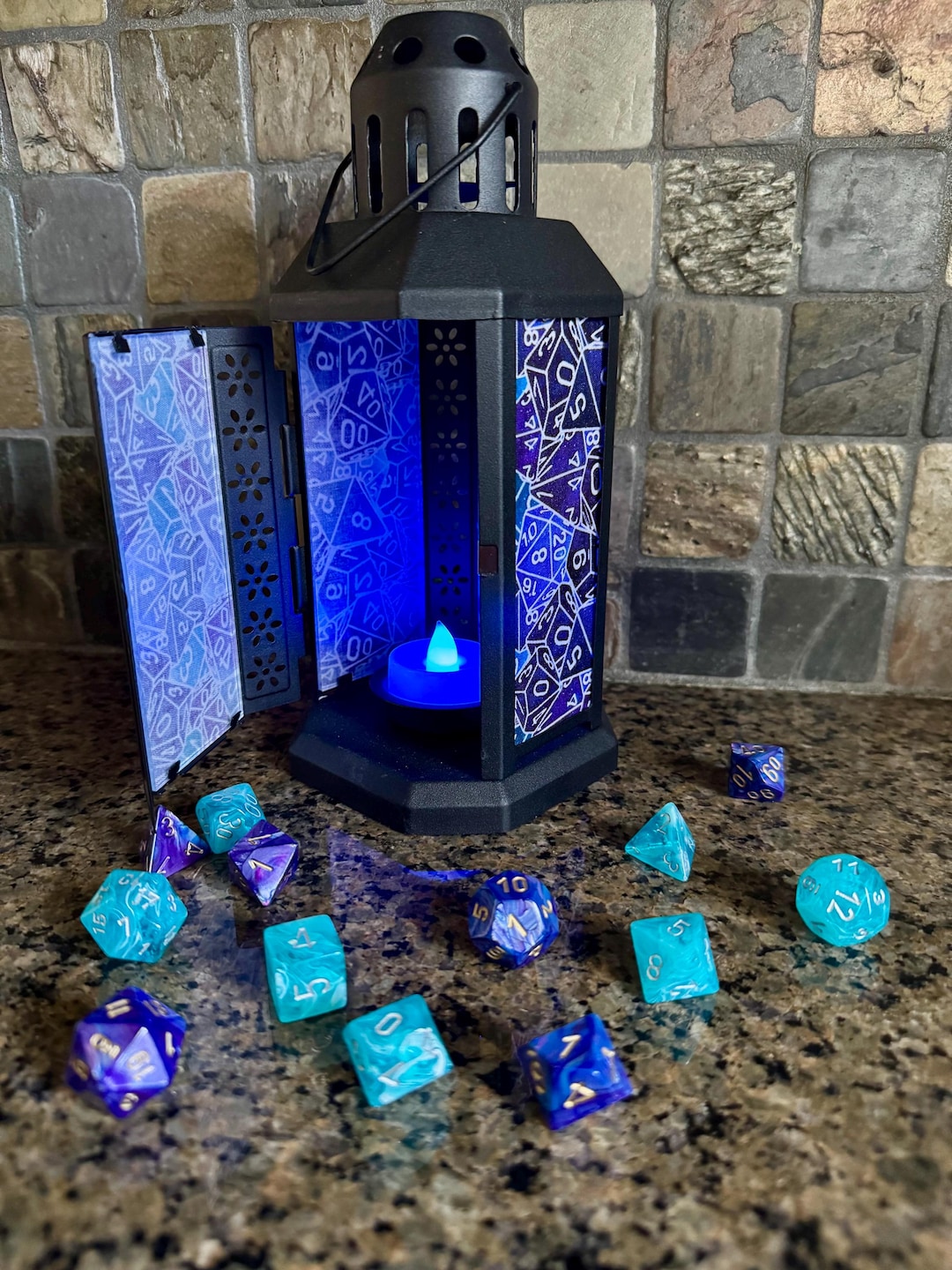 Dnd Blue Dice Goblin Whimsical Lantern With Battery Operated Tea Light ...