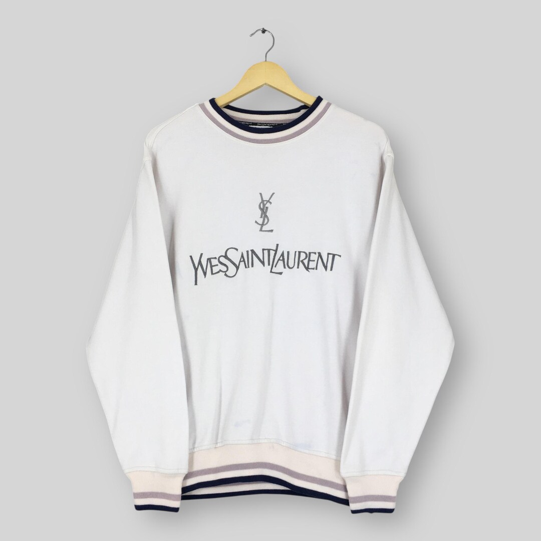 Vintage Yves Saint Laurent Sweatshirt Medium 90's Ysl Italy Embroidery ...