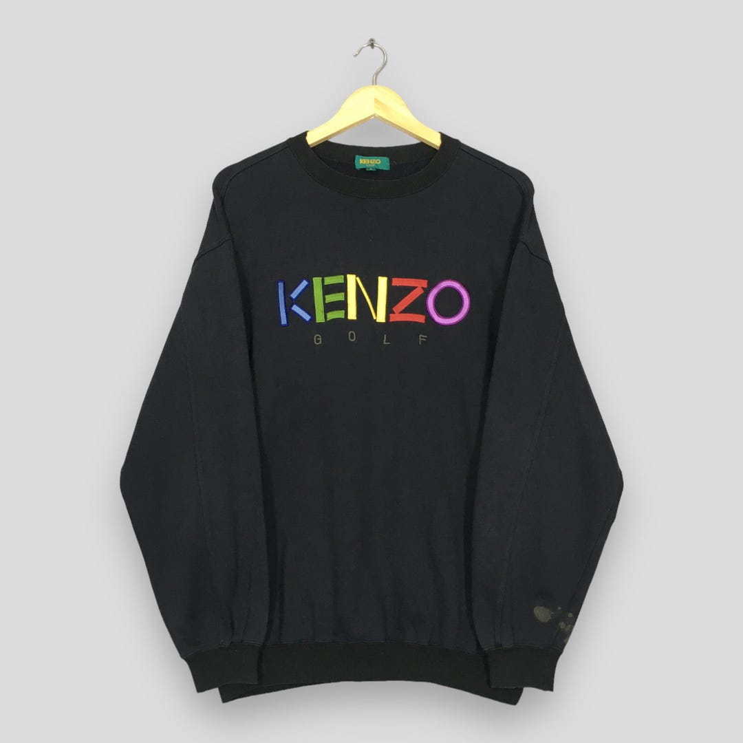 Vintage Kenzo Golf Black Sweatshirt Large Kenzo Golf Embroidered Logo ...