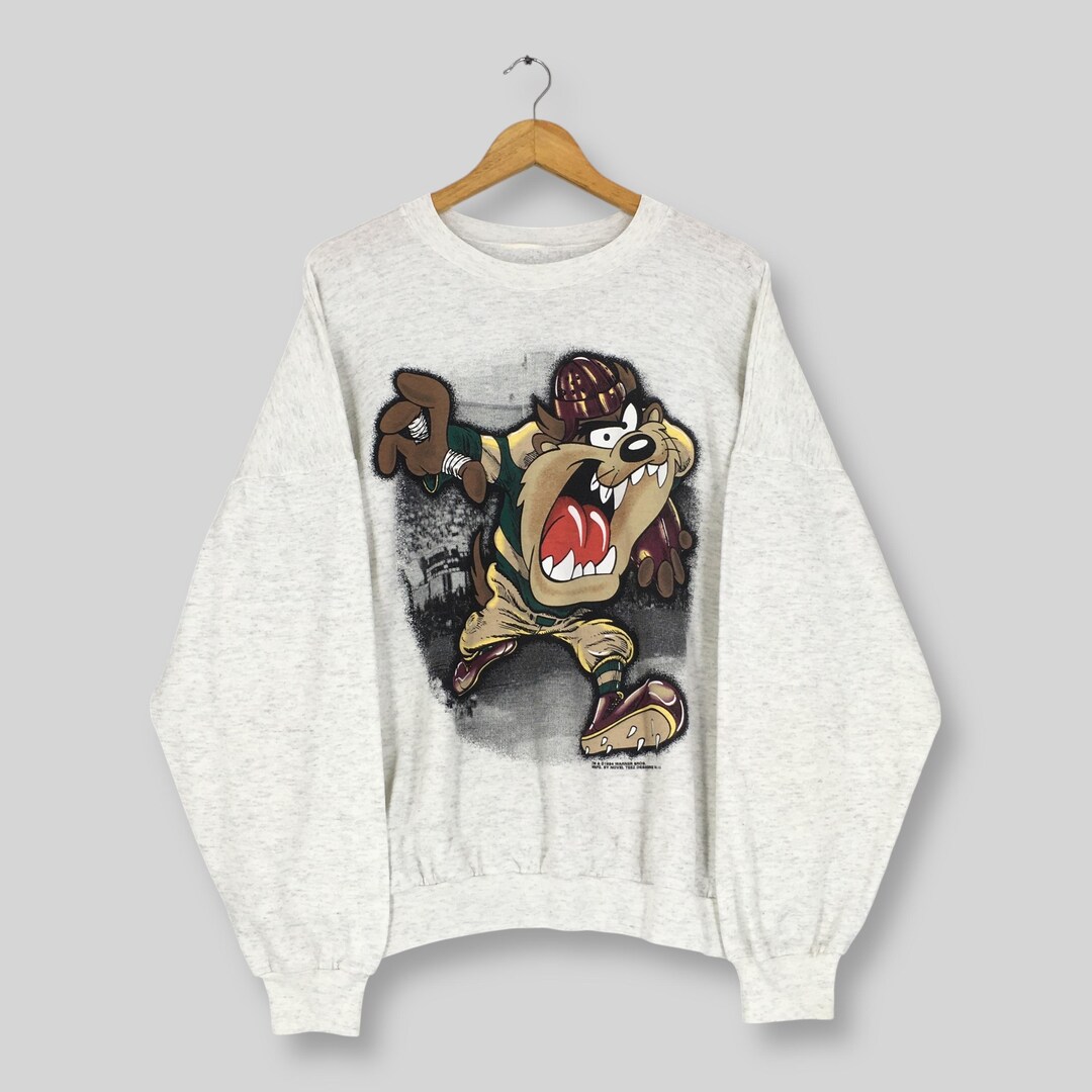 Vintage Taz-mania Looney Tunes Boxy Sweatshirt Large Warner Bros ...