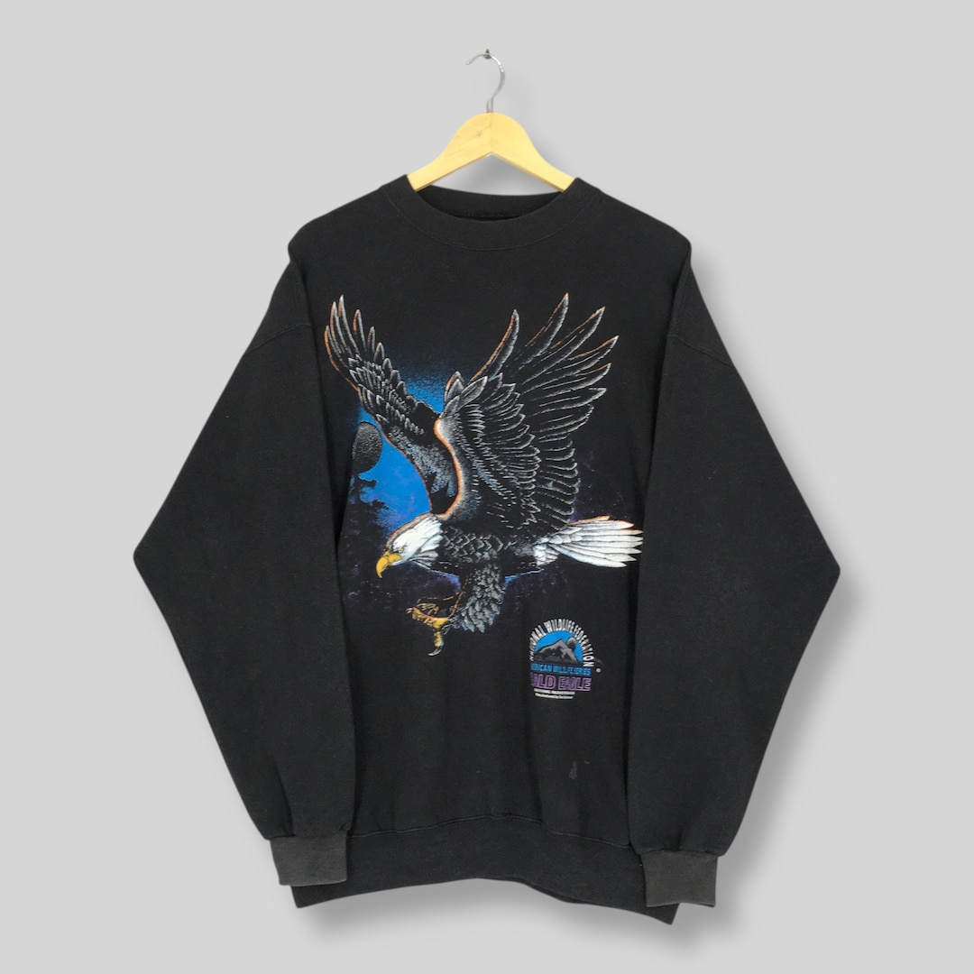 Vintage American Bald Eagle Black Sweatshirt Xlarge National Wildlife ...