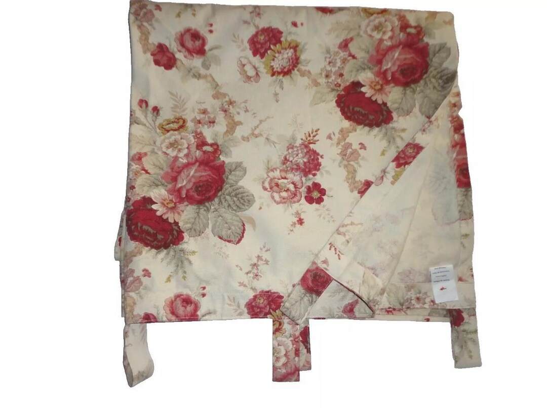 Waverly Norfolk Rose Ivory Red Floral (4) Panels Please Read ...
