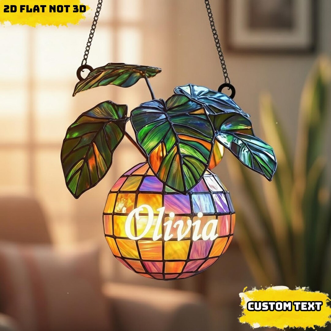 Monstera Leaf Disco Ball Suncatcher, Acrylic Window Hanging, Faux ...