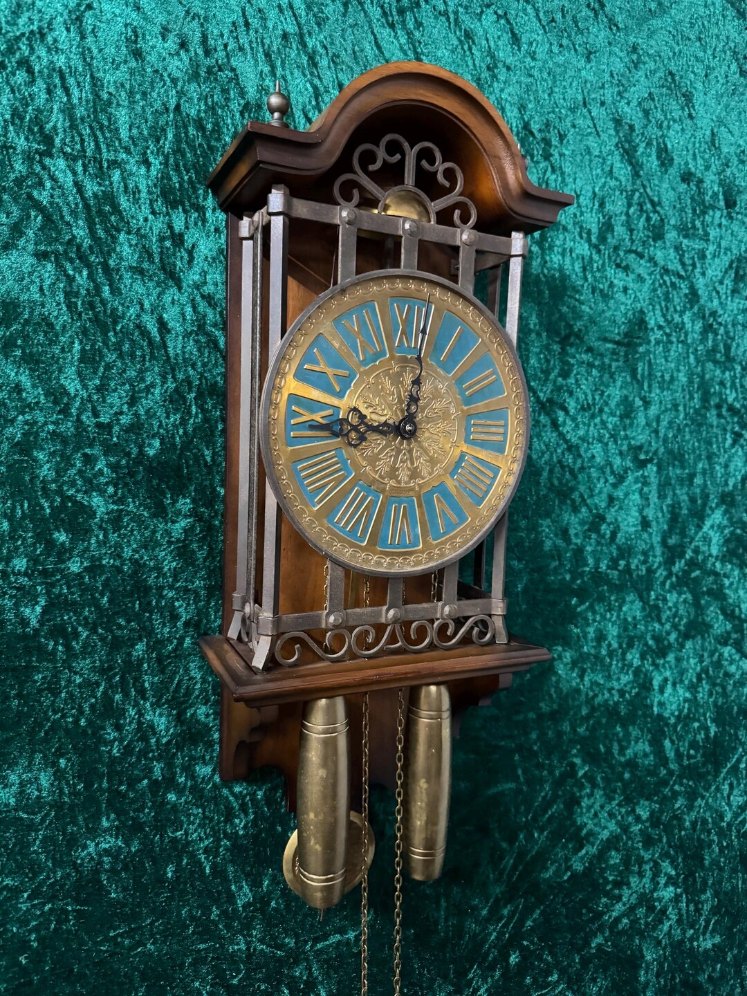 Vintage Dutch Wrought Iron Pendulum Clock With Bell From the 1950s With ...