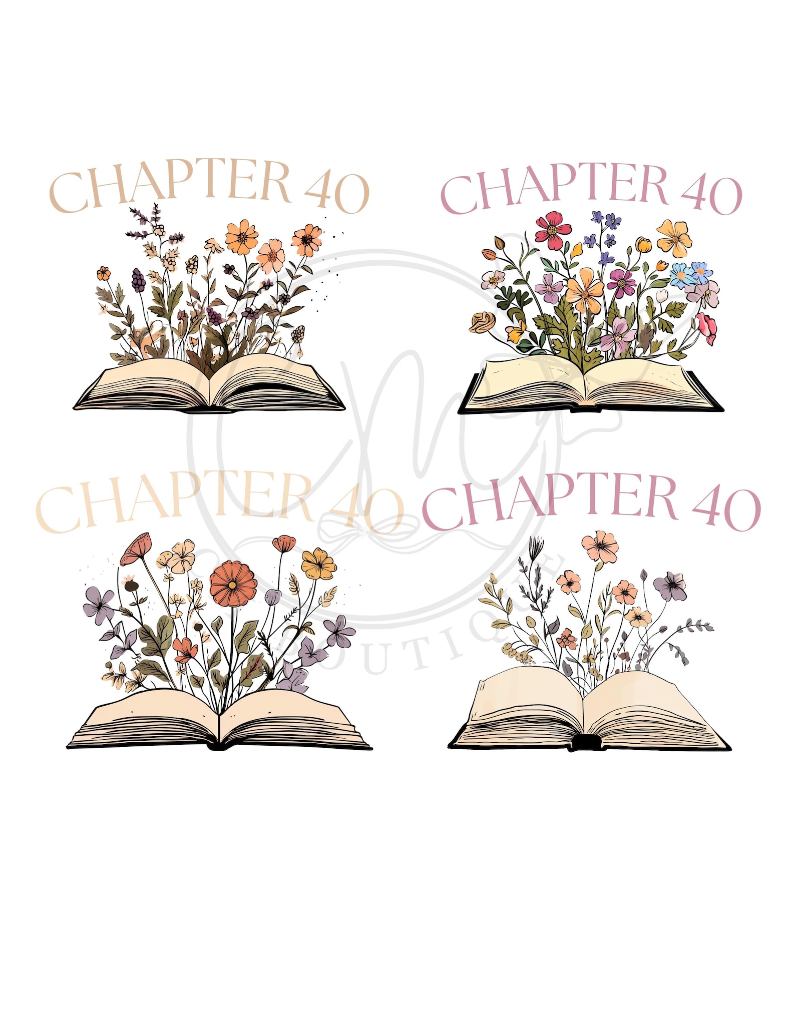 Chapter 40 Floral Book PNG: 40th Birthday File - Etsy